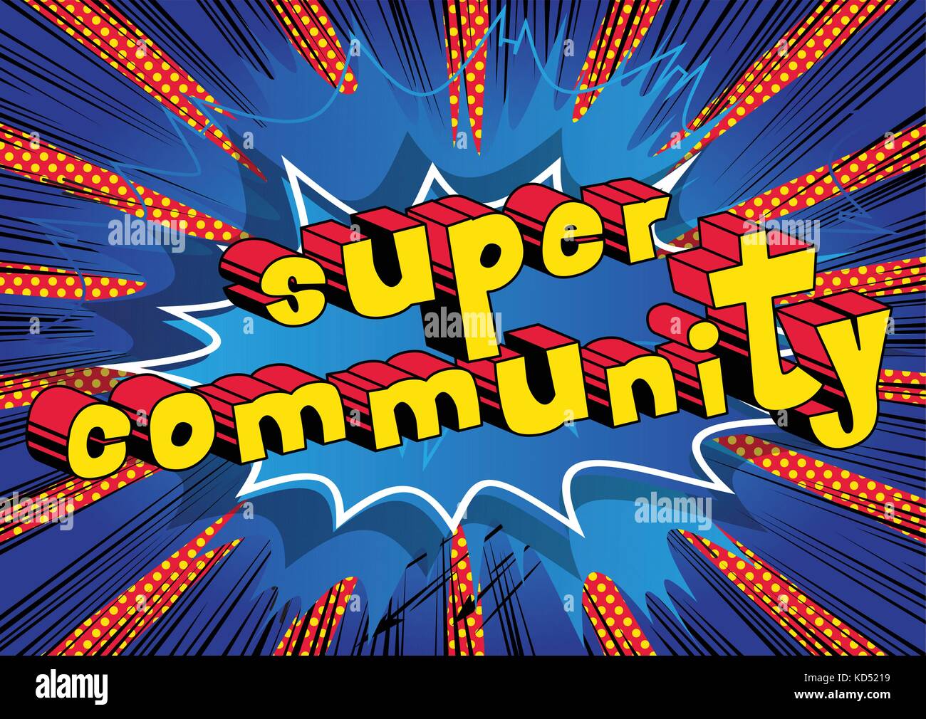 Super Community - Comic book style word on abstract background Stock ...