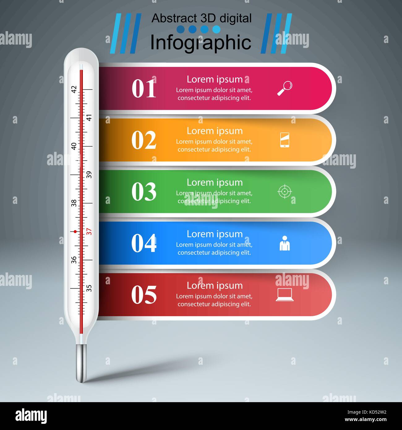 Thermometer business infographic. Five paper illustration Stock Vector ...