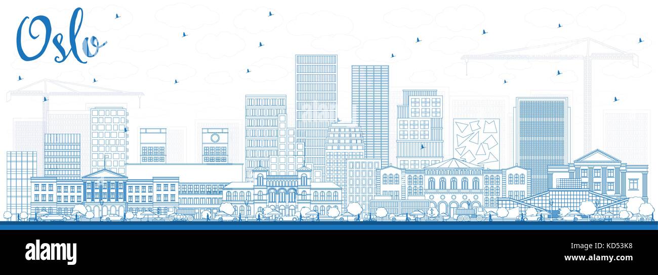 Outline Oslo Norway Skyline with Blue Buildings. Vector Illustration ...