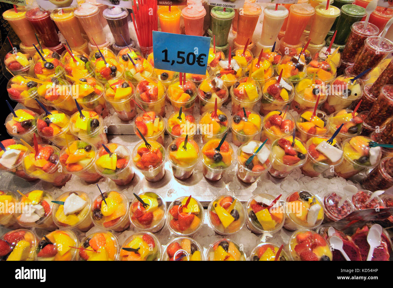 Fresh fruit for sale. La Boquería market. Barcelona. Spain Stock Photo ...