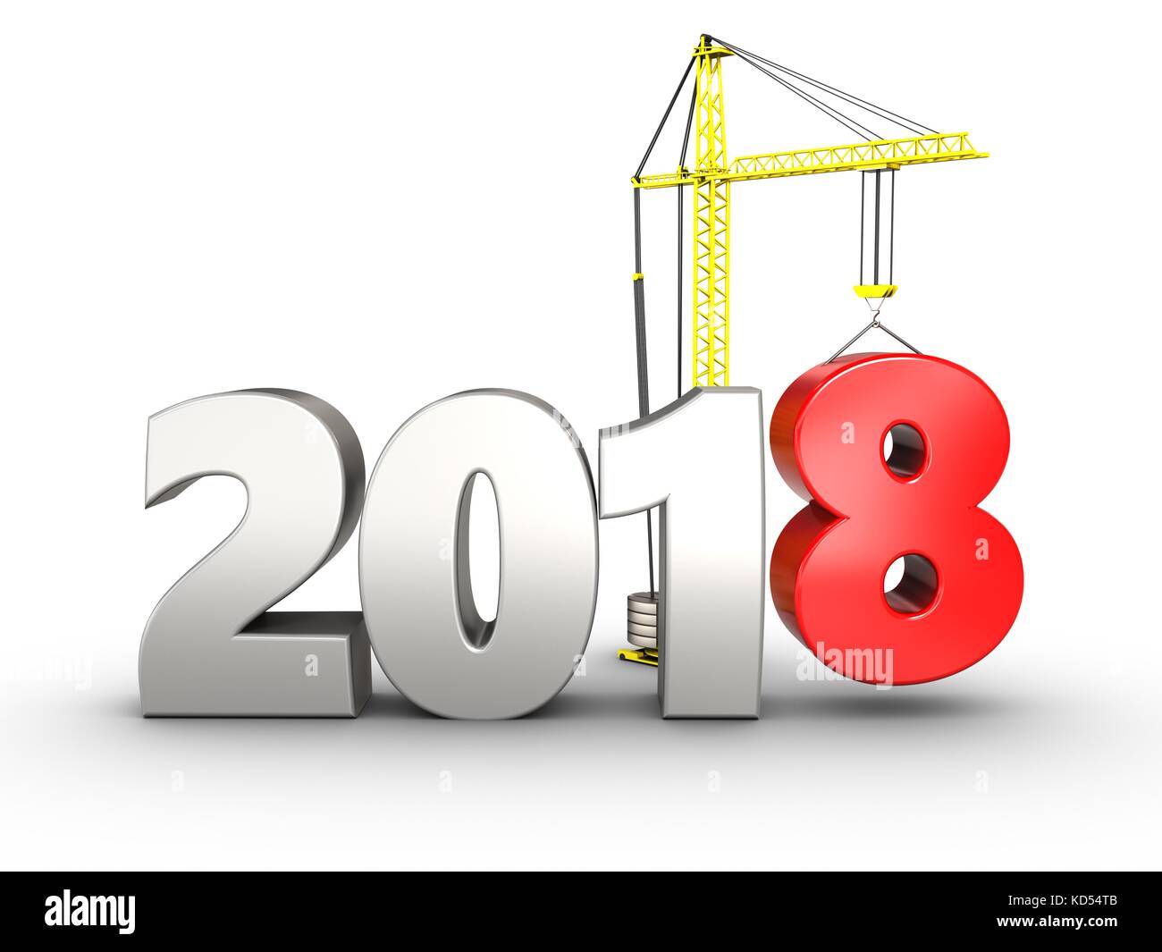 3d illustration of 2018 year silver sign over white background Stock ...