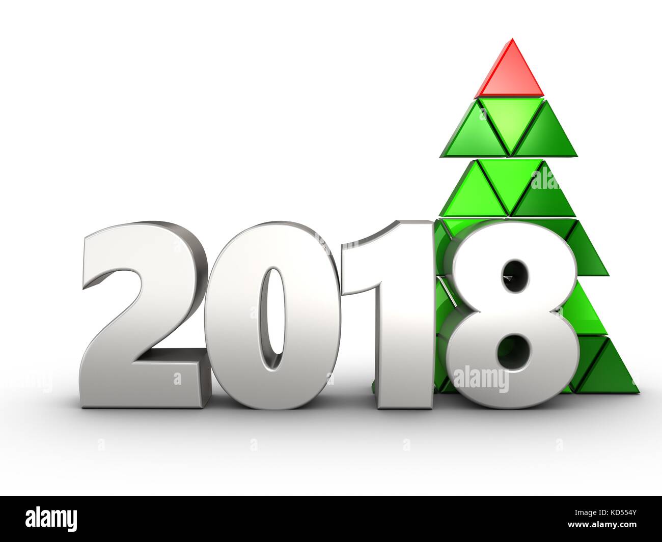 3d illustration of 2018 year silver sign over white background Stock ...