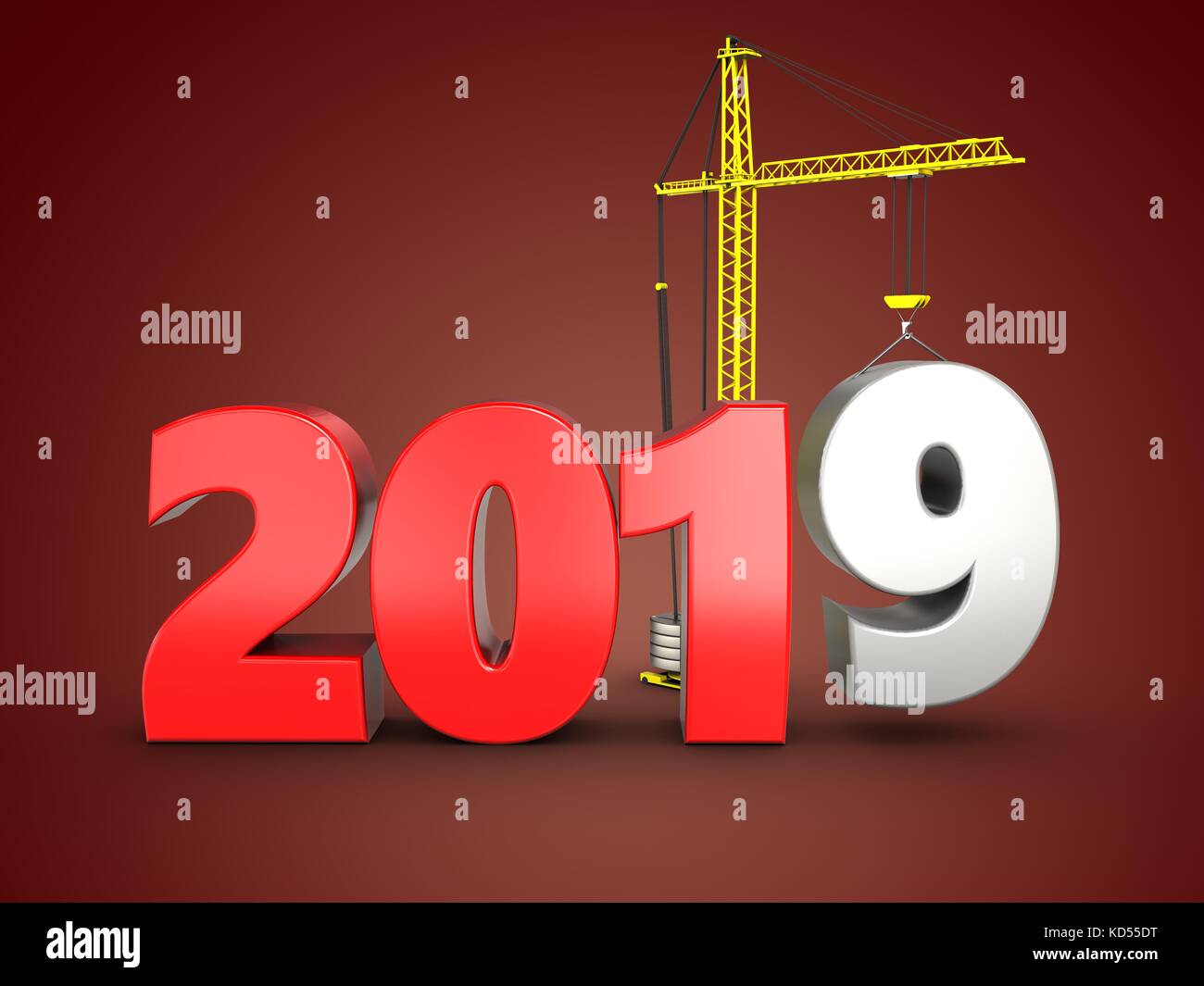 3d illustration of 2019 year sign over red background Stock Photo - Alamy