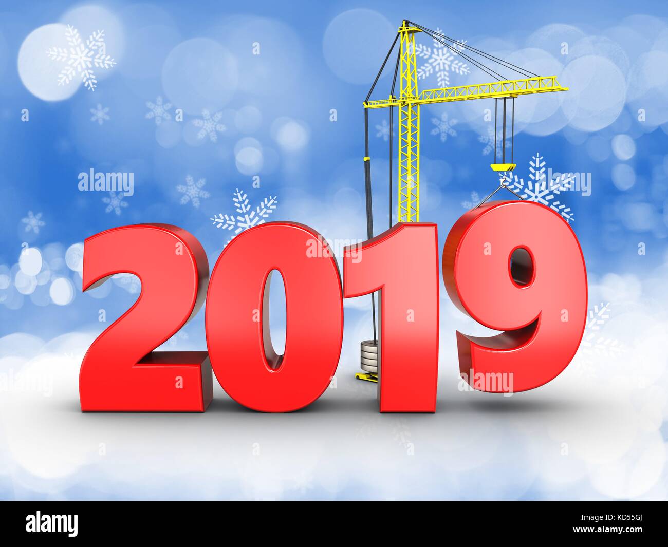 3d illustration of 2019 year sign over snow background Stock Photo - Alamy