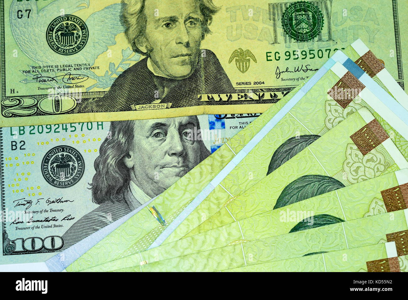 Close up Banknote and Currency Bills and Coins Stock Photo - Alamy