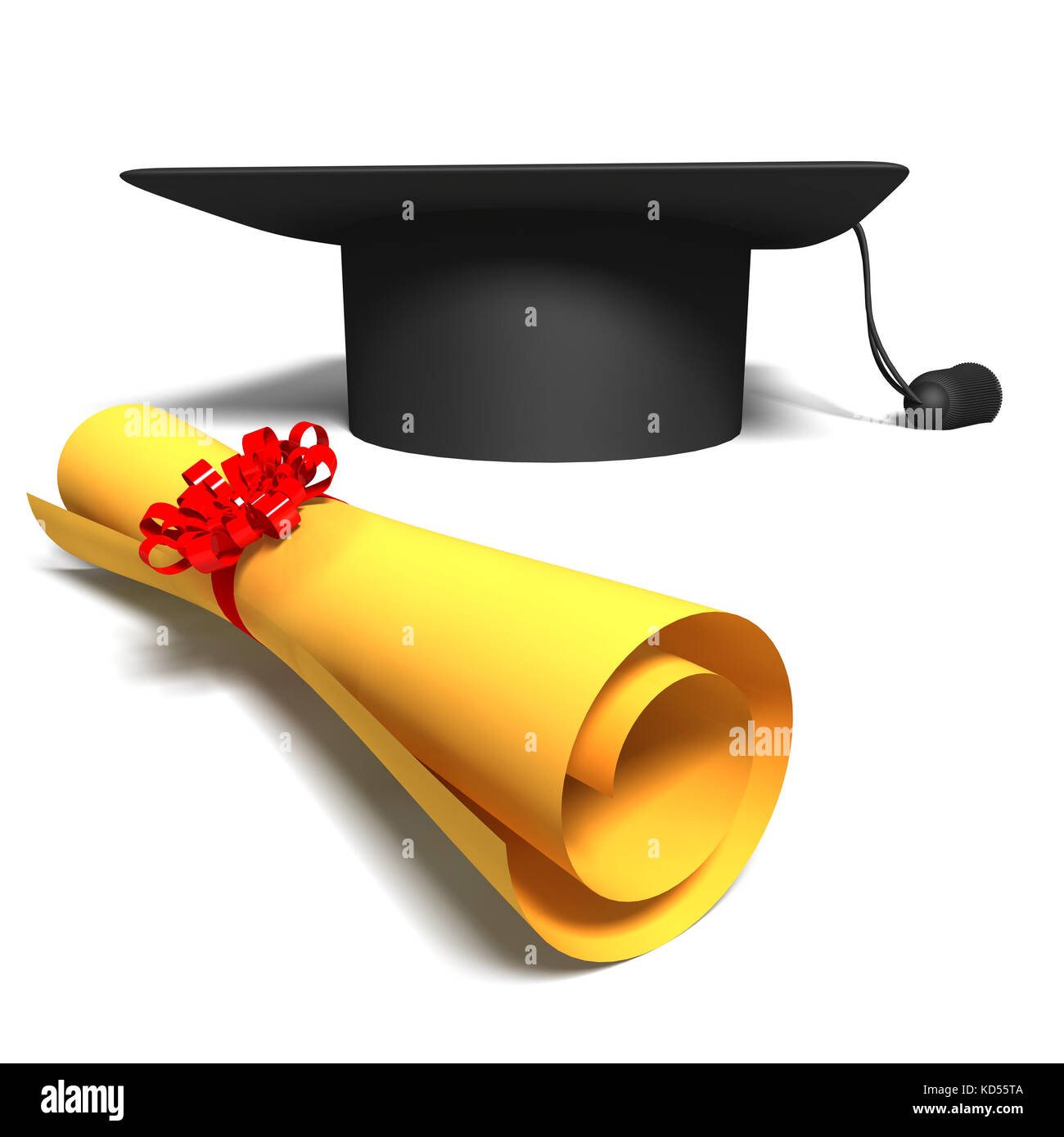 graduation cap and scroll on white background Stock Photo - Alamy