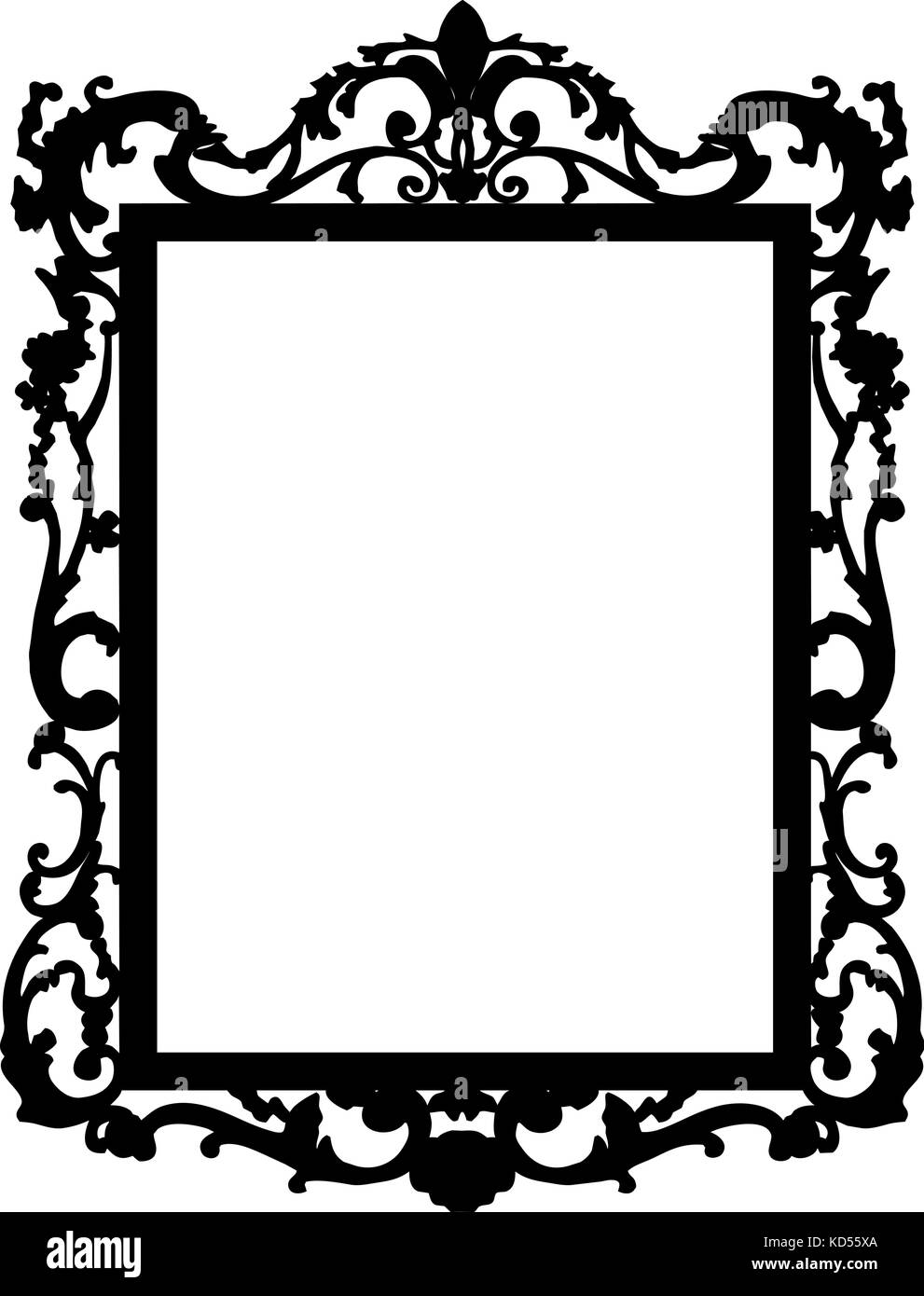 Baroque vintage floral silhouette Black and White Stock Photos & Images ...