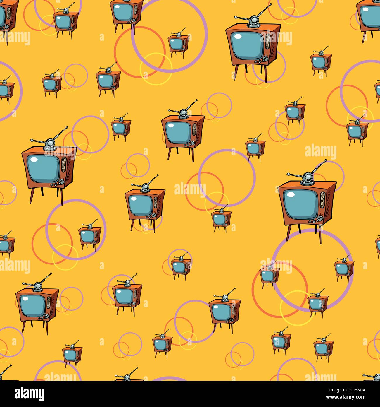 TV retro seamless pattern. Comic book cartoon pop art vector ...