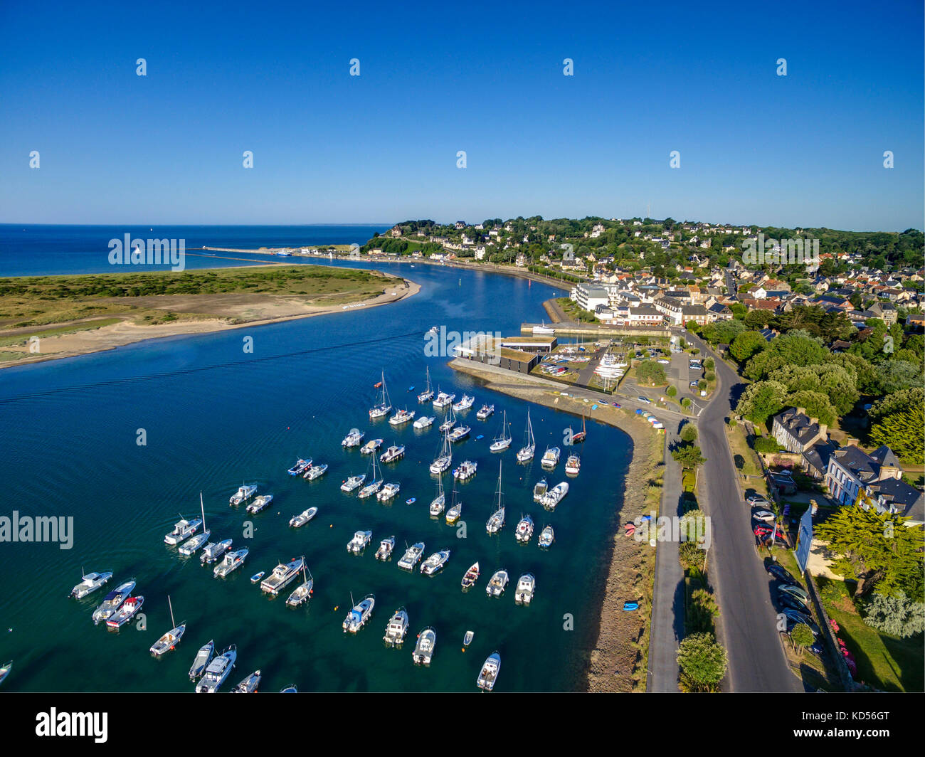Barneville-Carteret (north-western France): aerial view of the harbour ...