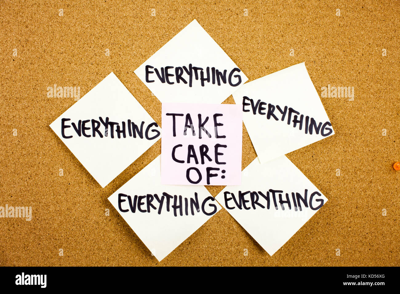 A yellow sticky note writing, caption, inscription The words Take Care ...