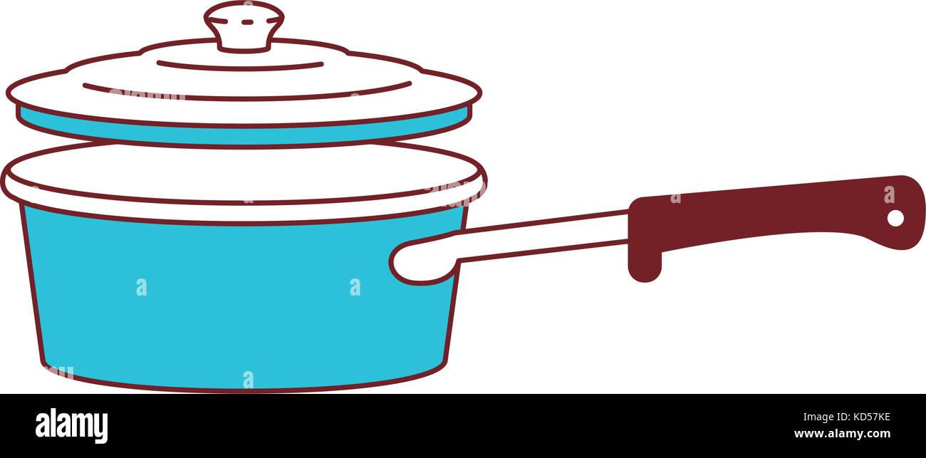 pan with handle and lid color sections silhouette Stock Vector Image ...
