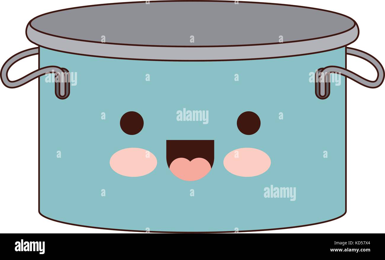 cooking pot with lid colorful kawaii silhouette Stock Vector Image ...