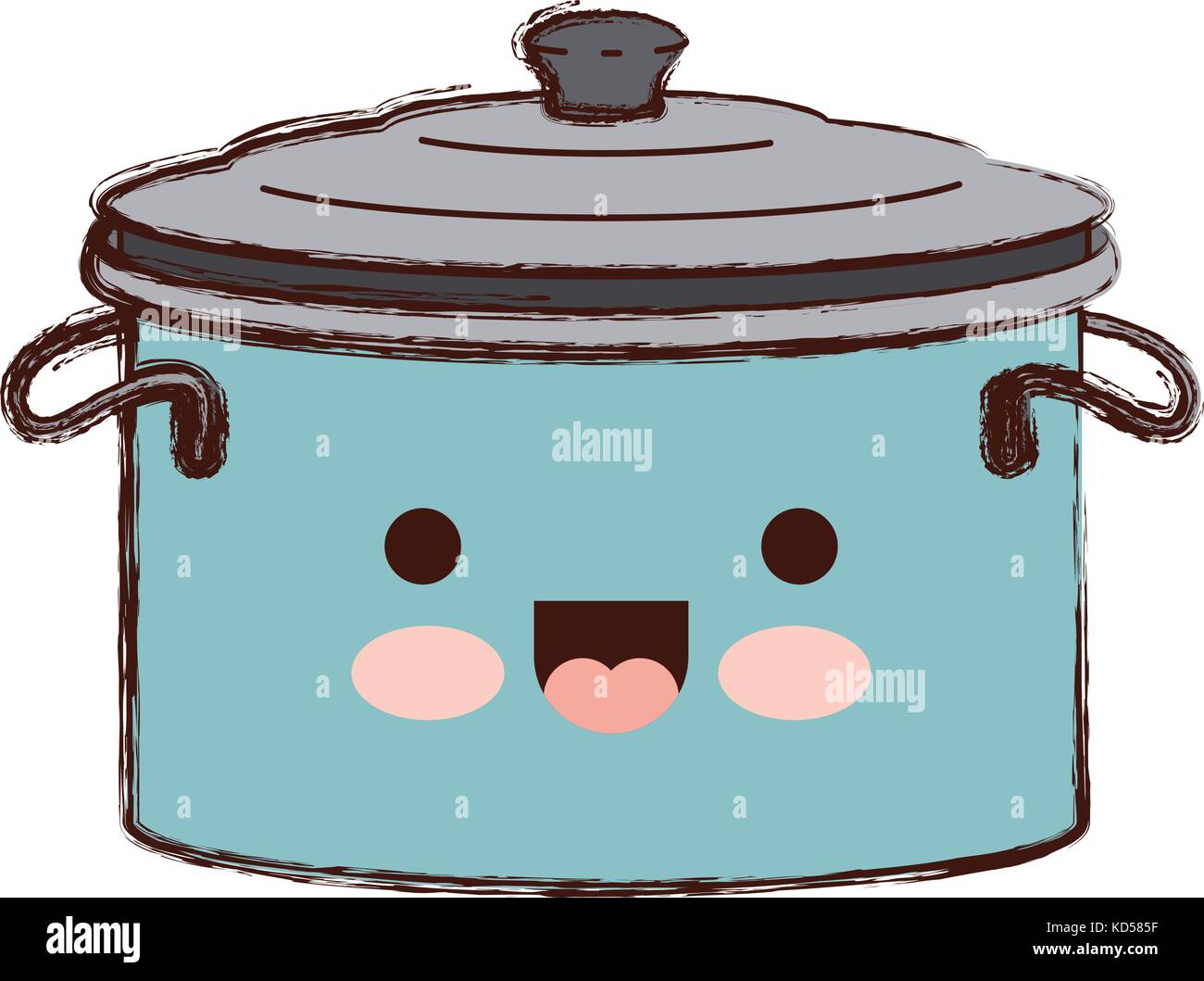cooking pot with lid colorful kawaii blurred contour Stock Vector Image ...