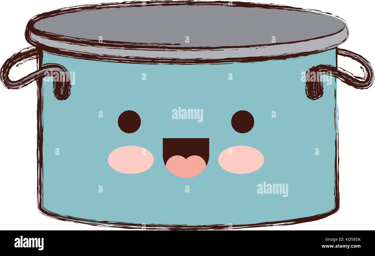 cooking pot with lid colorful kawaii blurred contour Stock Vector Image ...