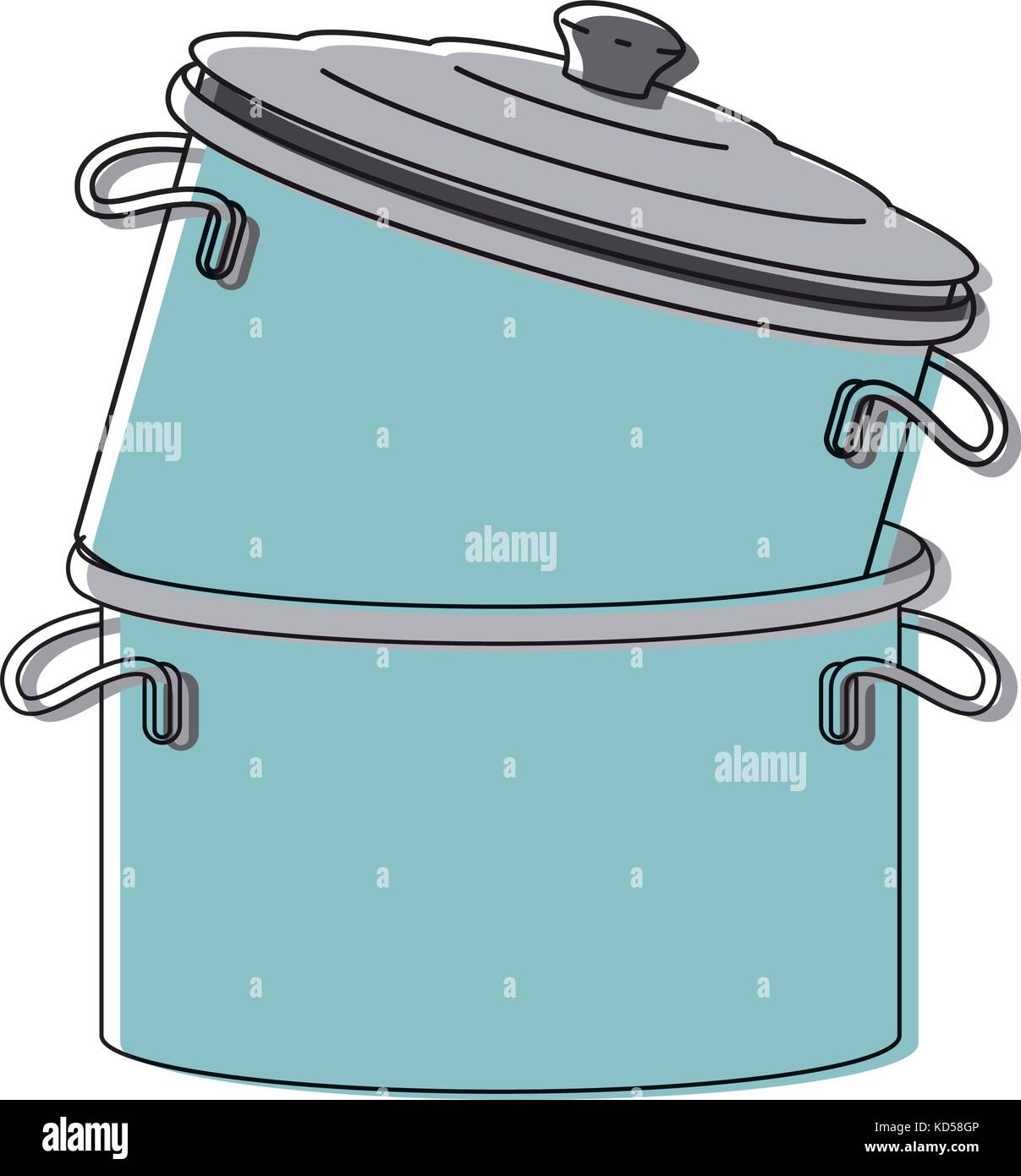 cooking pot stack colorful watercolor silhouette Stock Vector Image ...