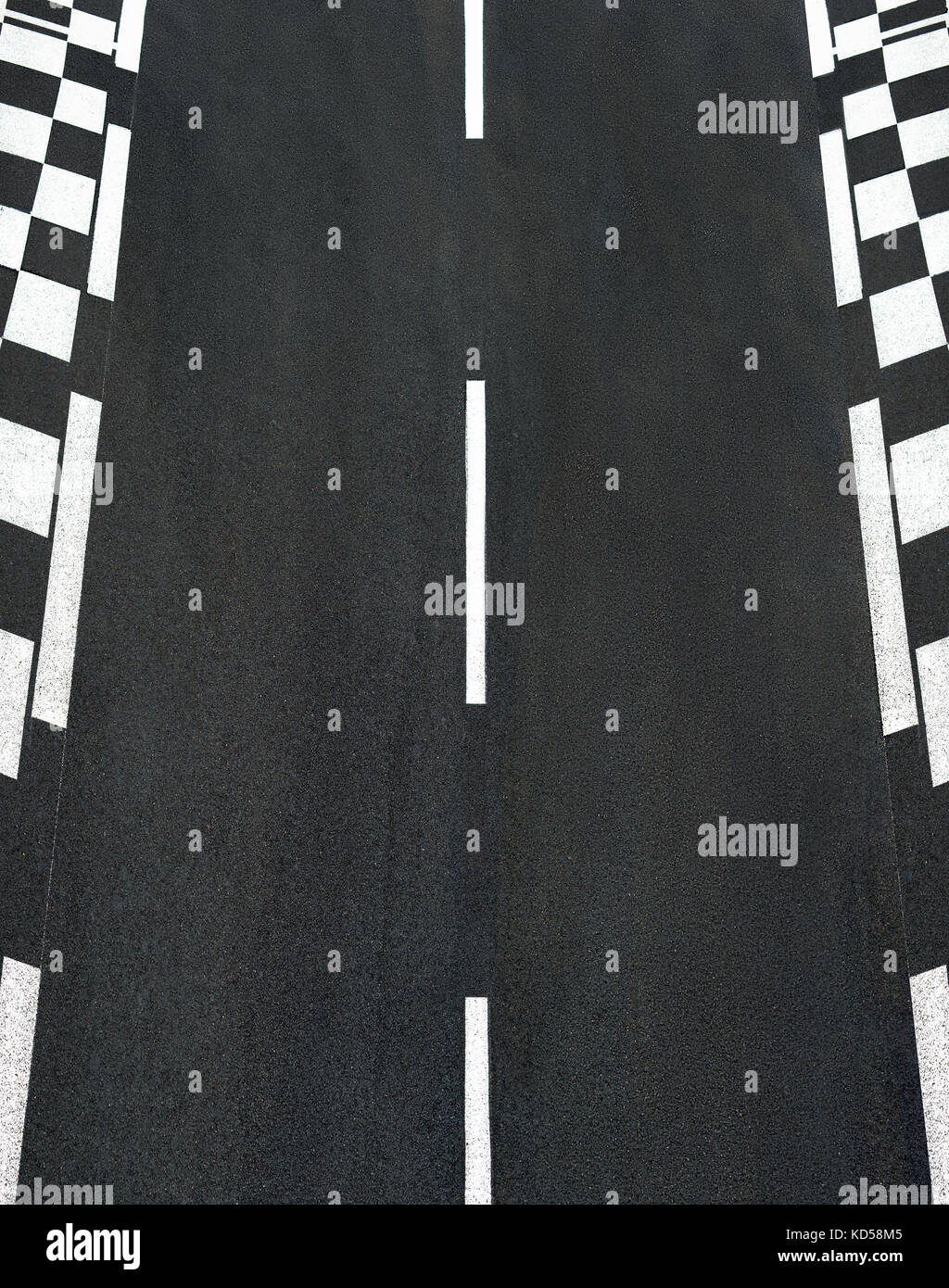 Texture of motor race asphalt and black white curb on Grand Prix street ...