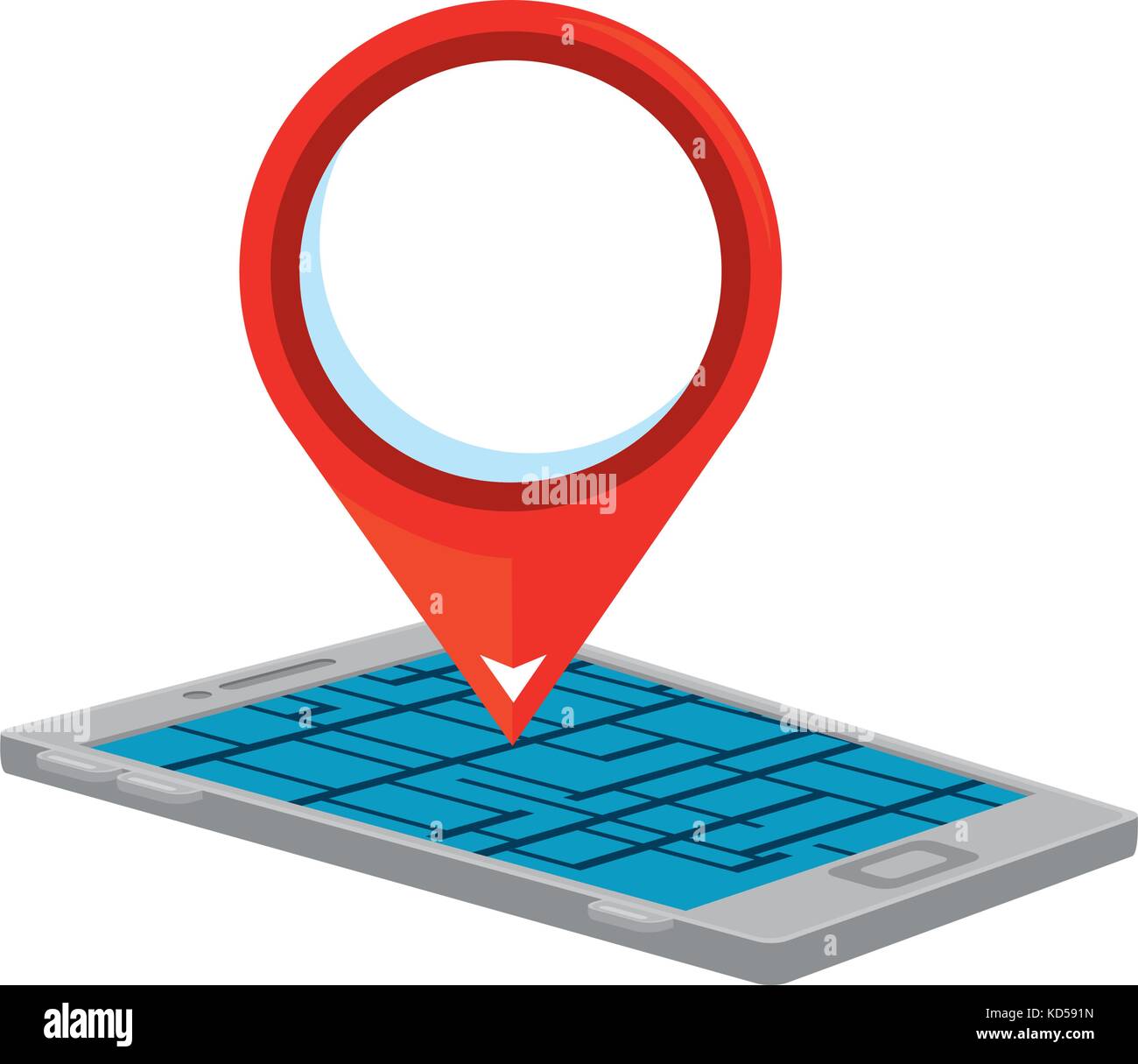 smartphone with pointer location isolated icon vector illustration ...