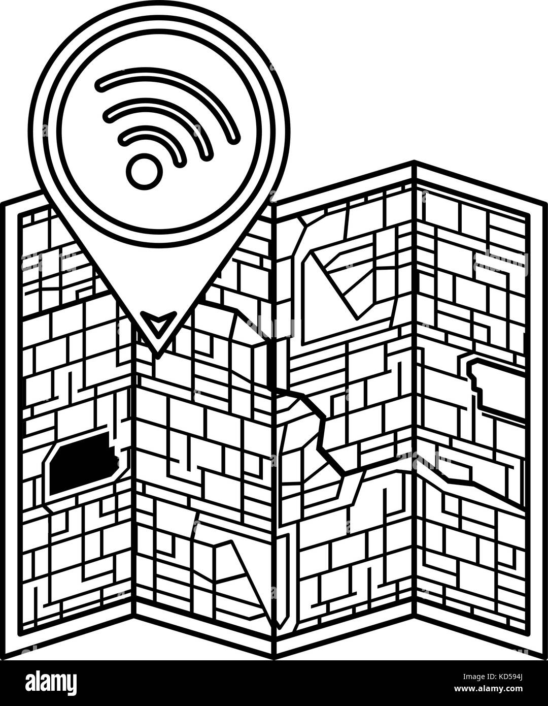 paper map with pointer location isolated icon vector illustration ...