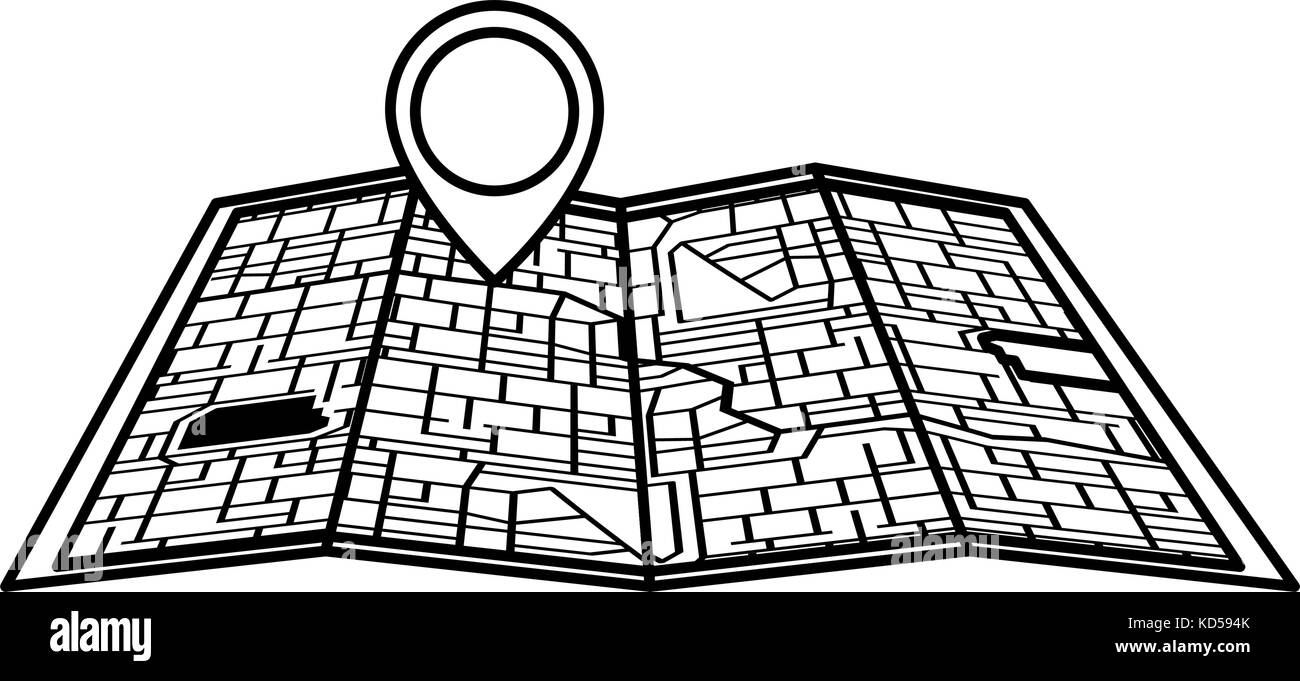 paper map with pointer location isolated icon vector illustration ...