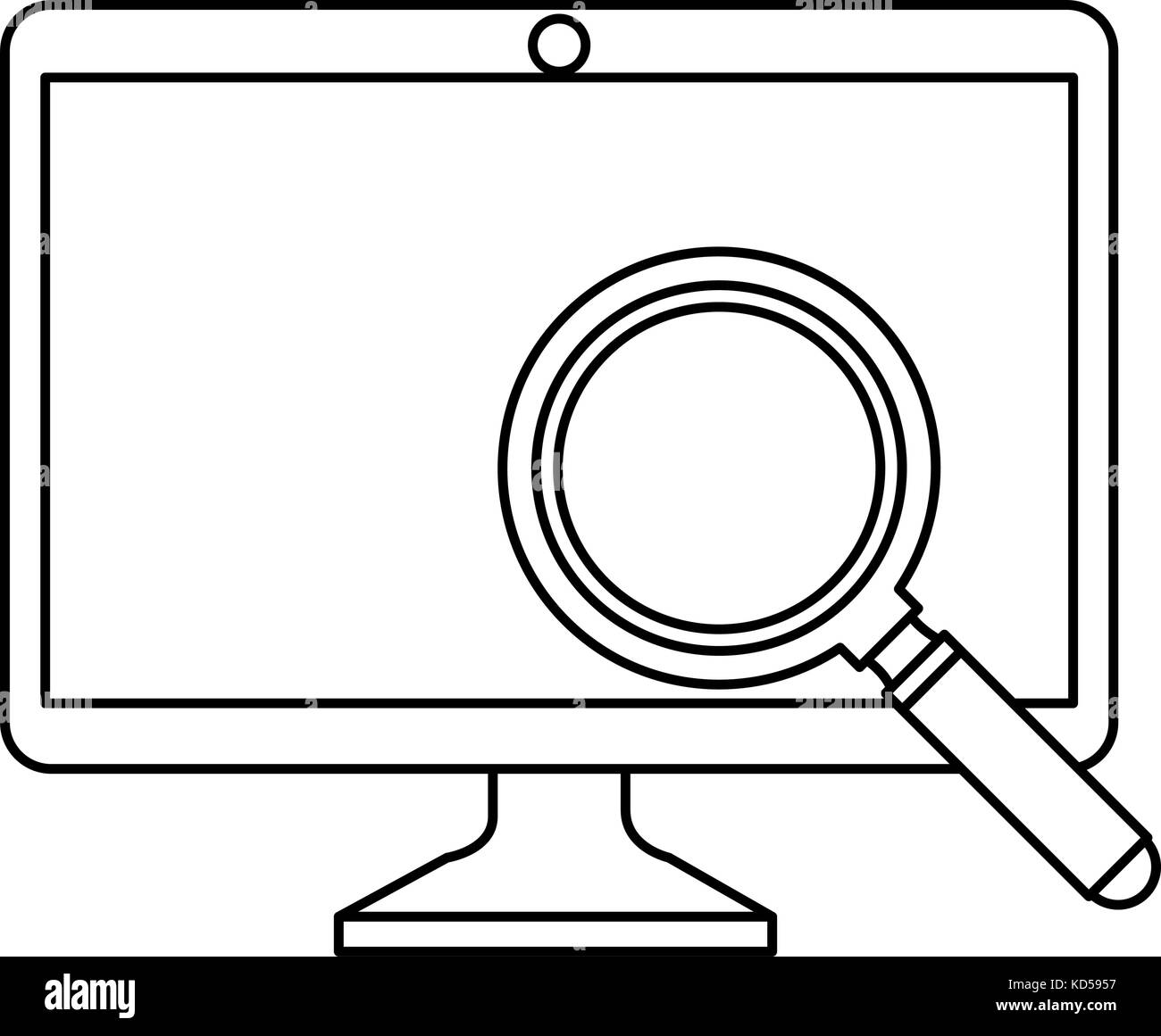 computer display with magnifying glass vector illustration design Stock ...