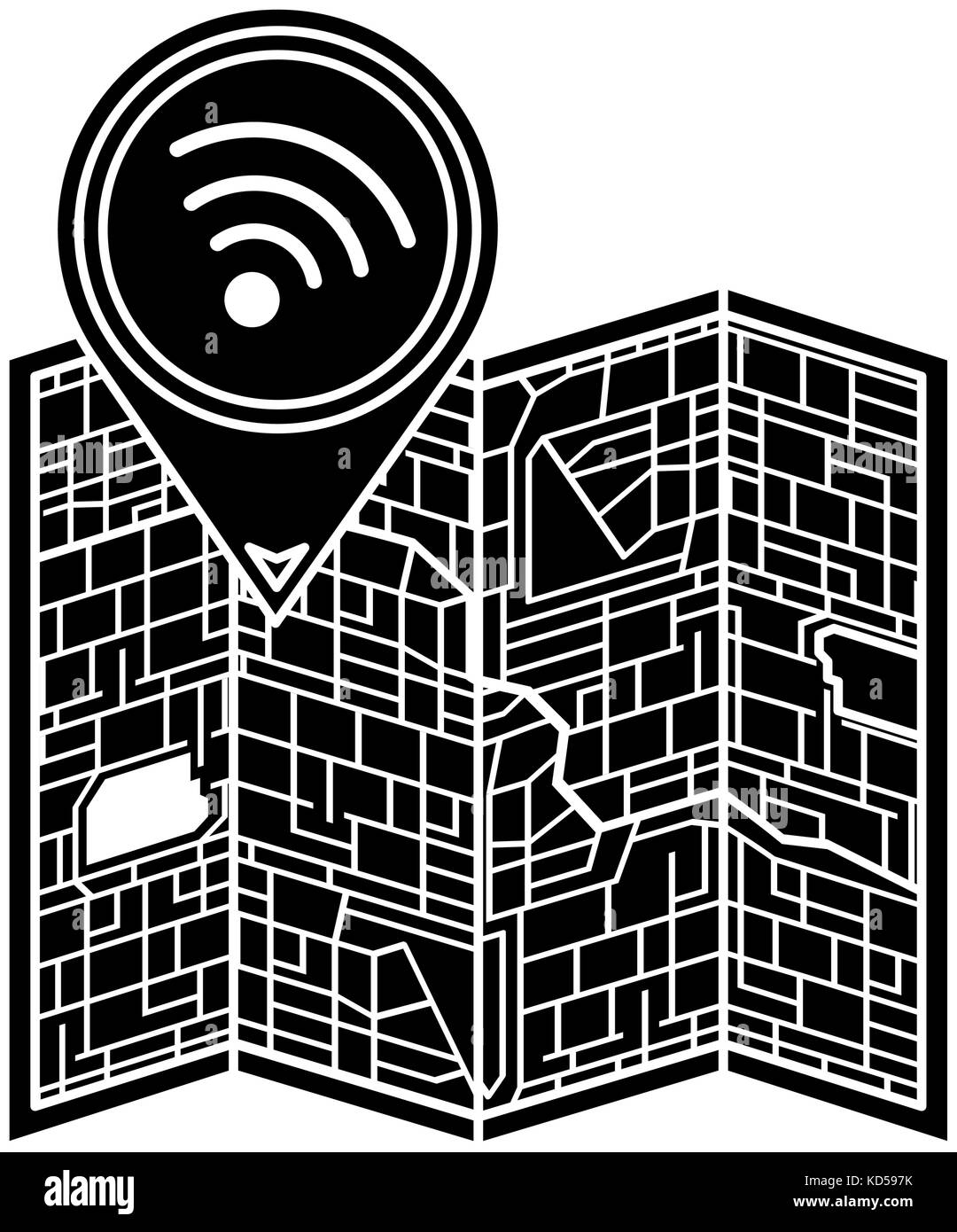 paper map with pointer location isolated icon vector illustration ...