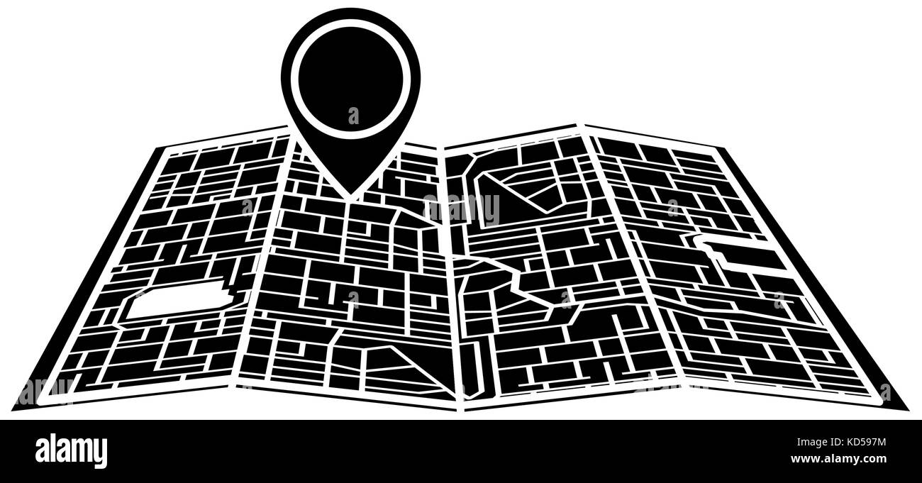 paper map with pointer location isolated icon vector illustration ...