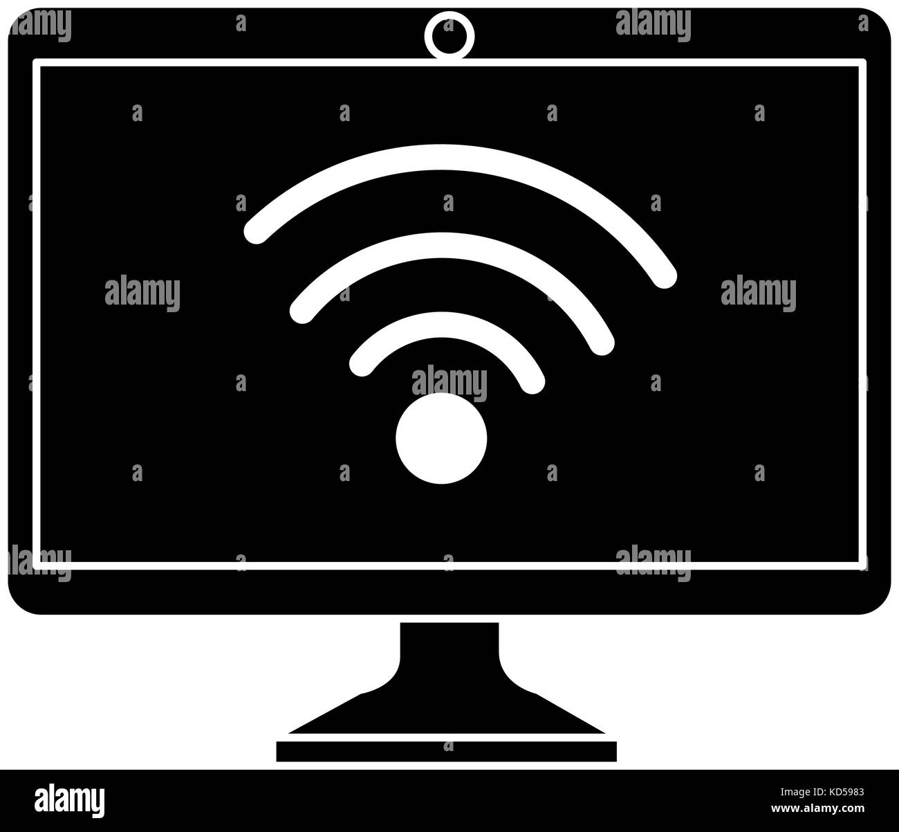 Monitor wifi connection sign Black and White Stock Photos & Images - Alamy