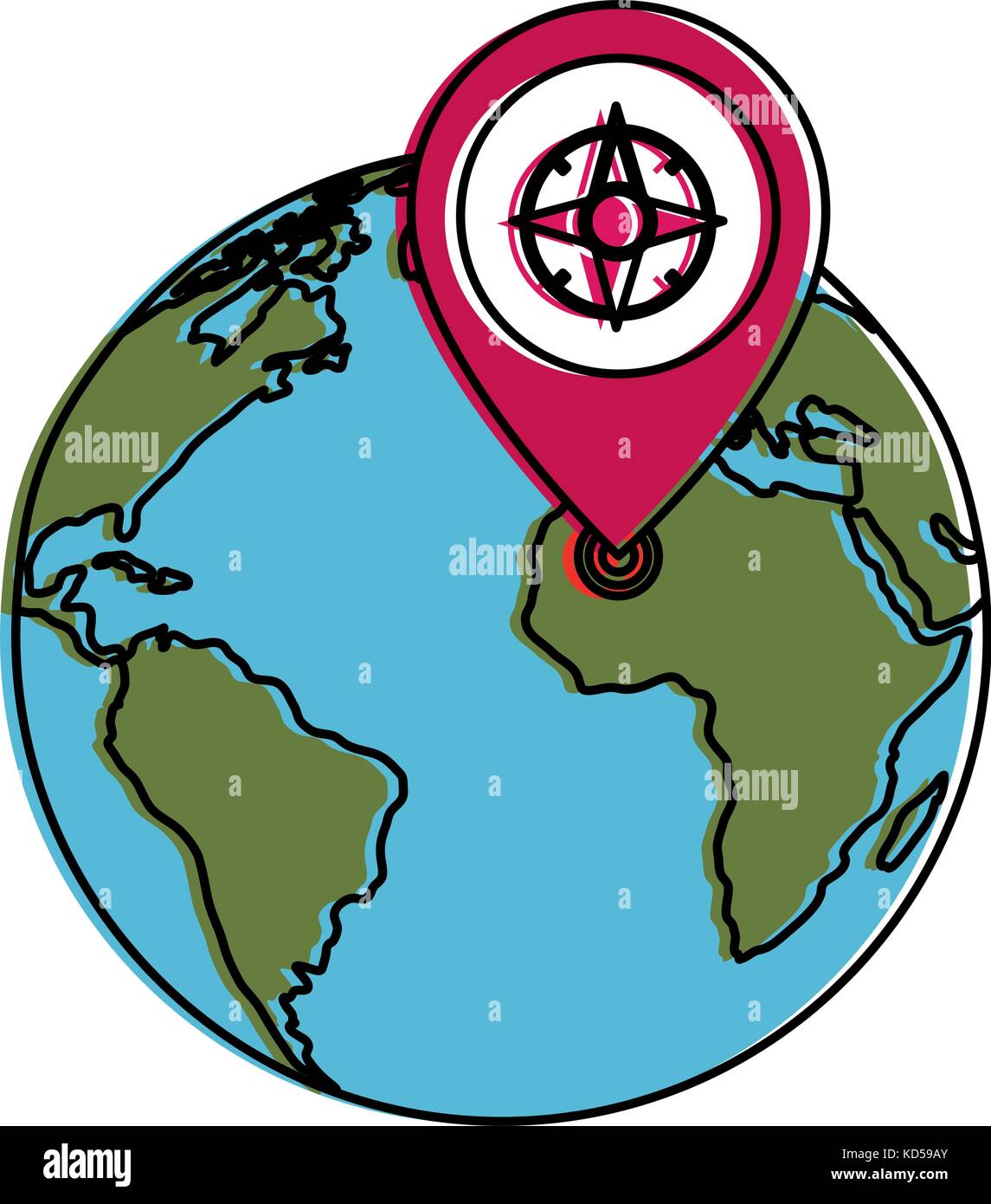 planet with pointer location vector illustration design Stock Vector ...