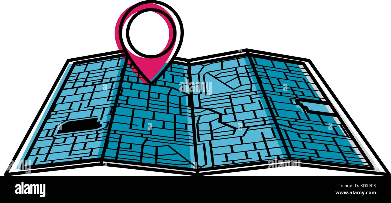 paper map with pointer location isolated icon vector illustration ...