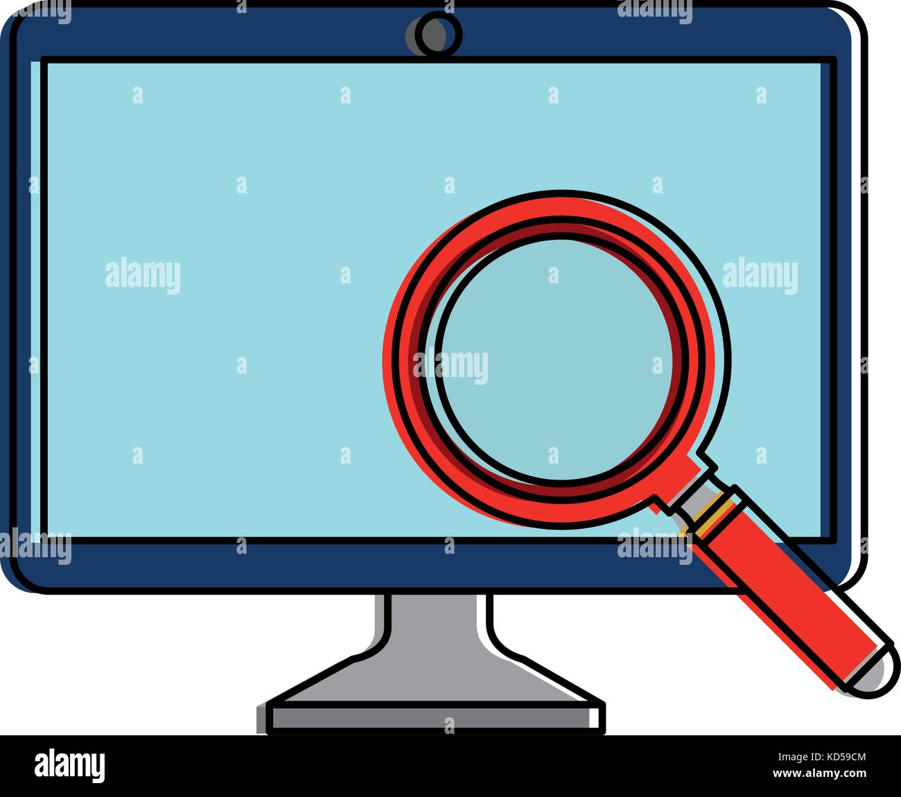 computer display with magnifying glass vector illustration design Stock ...