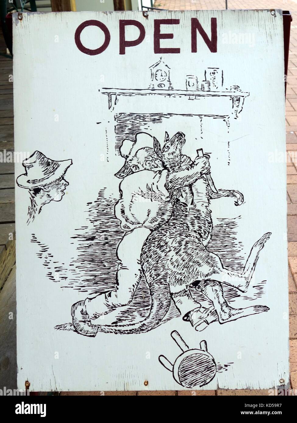 Nobby, Queensland, Australia-October 1, 2017: A sidewalk sign informing ...