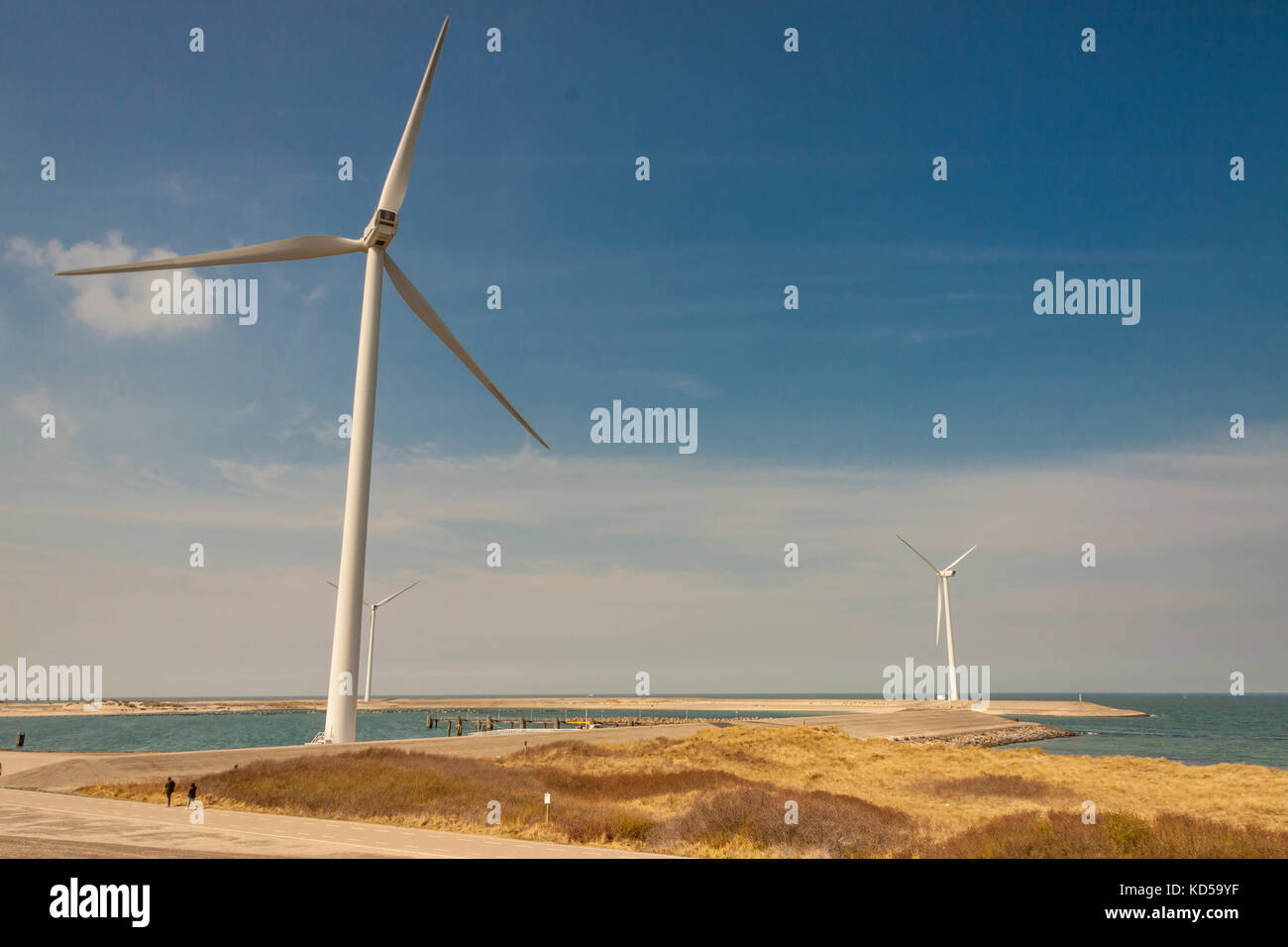 Big white windmills farm near Brouwers-dam in Netherlands Stock Photo ...