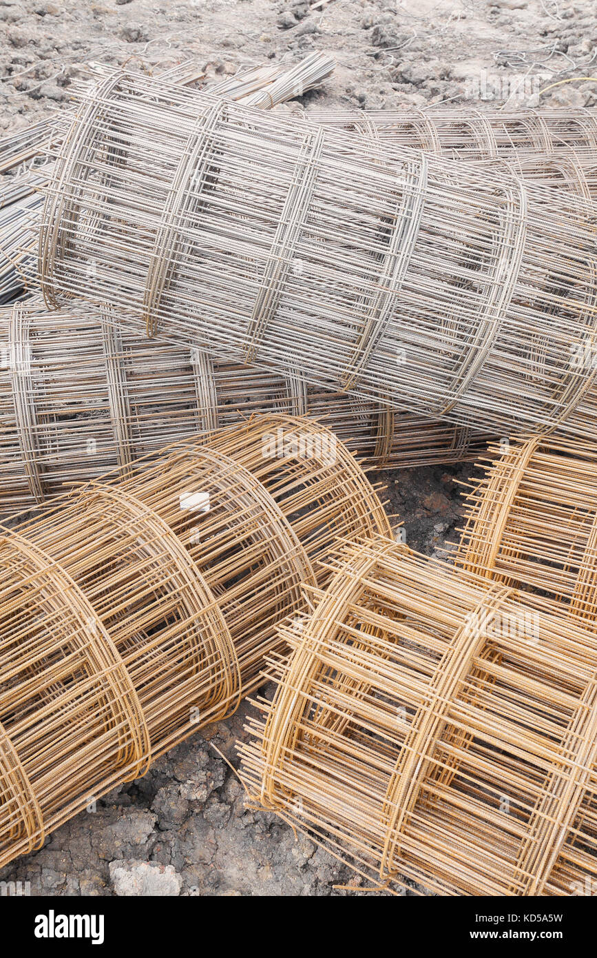 steel wire mesh used to reinforce concrete in construction Stock Photo ...