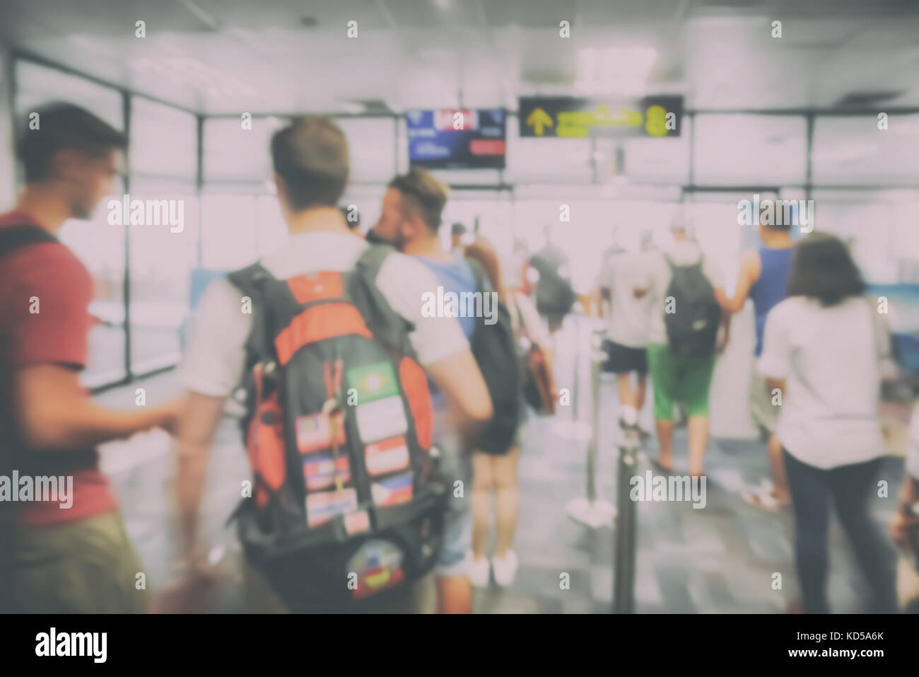 Blur background travelers boarding area at airport Stock Photo - Alamy