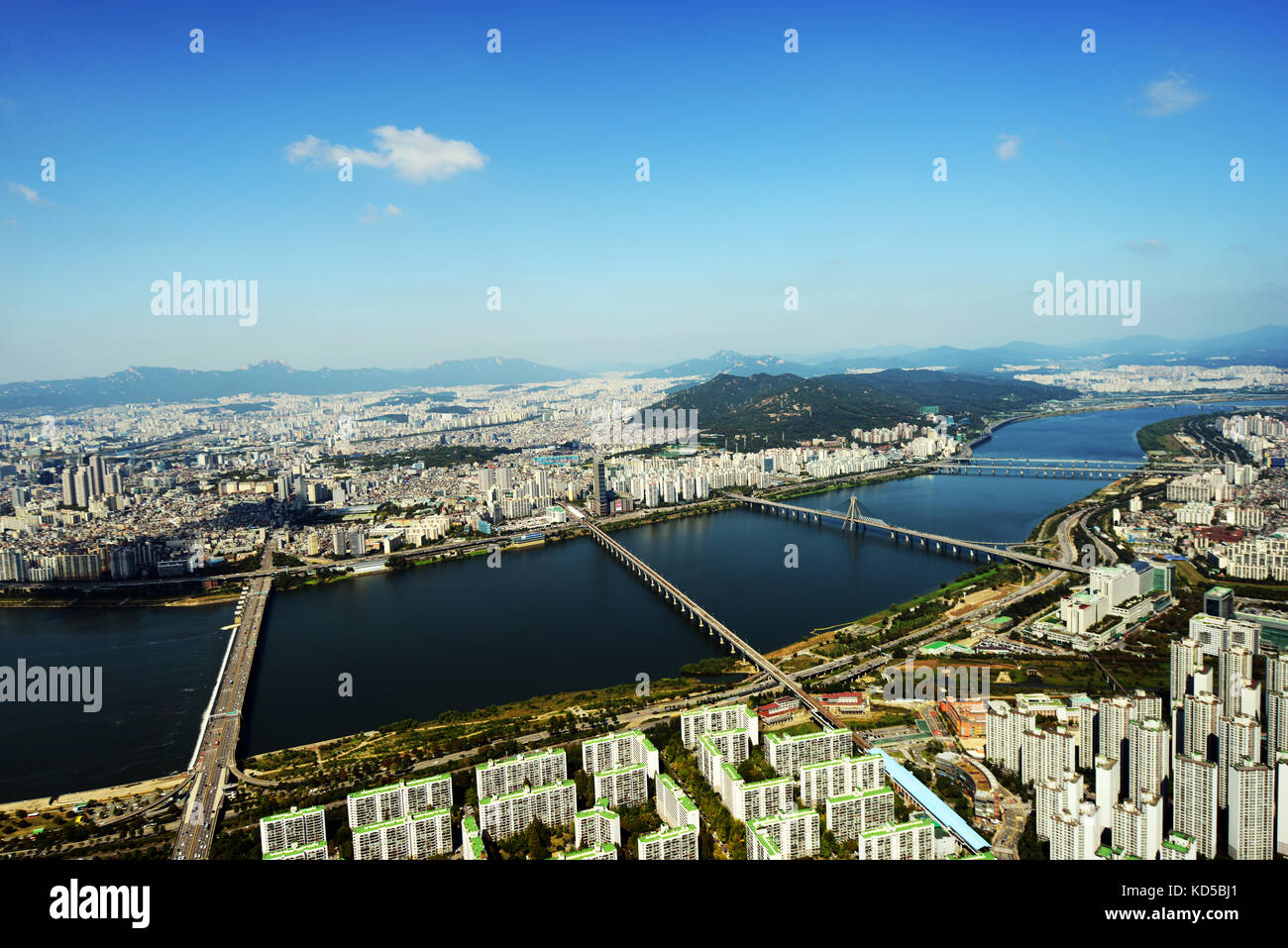 Beautiful views of Seoul from the top of the Lotte world tower Stock ...