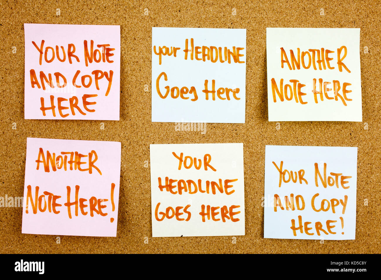 A yellow sticky note writing, caption, inscription board with six ...