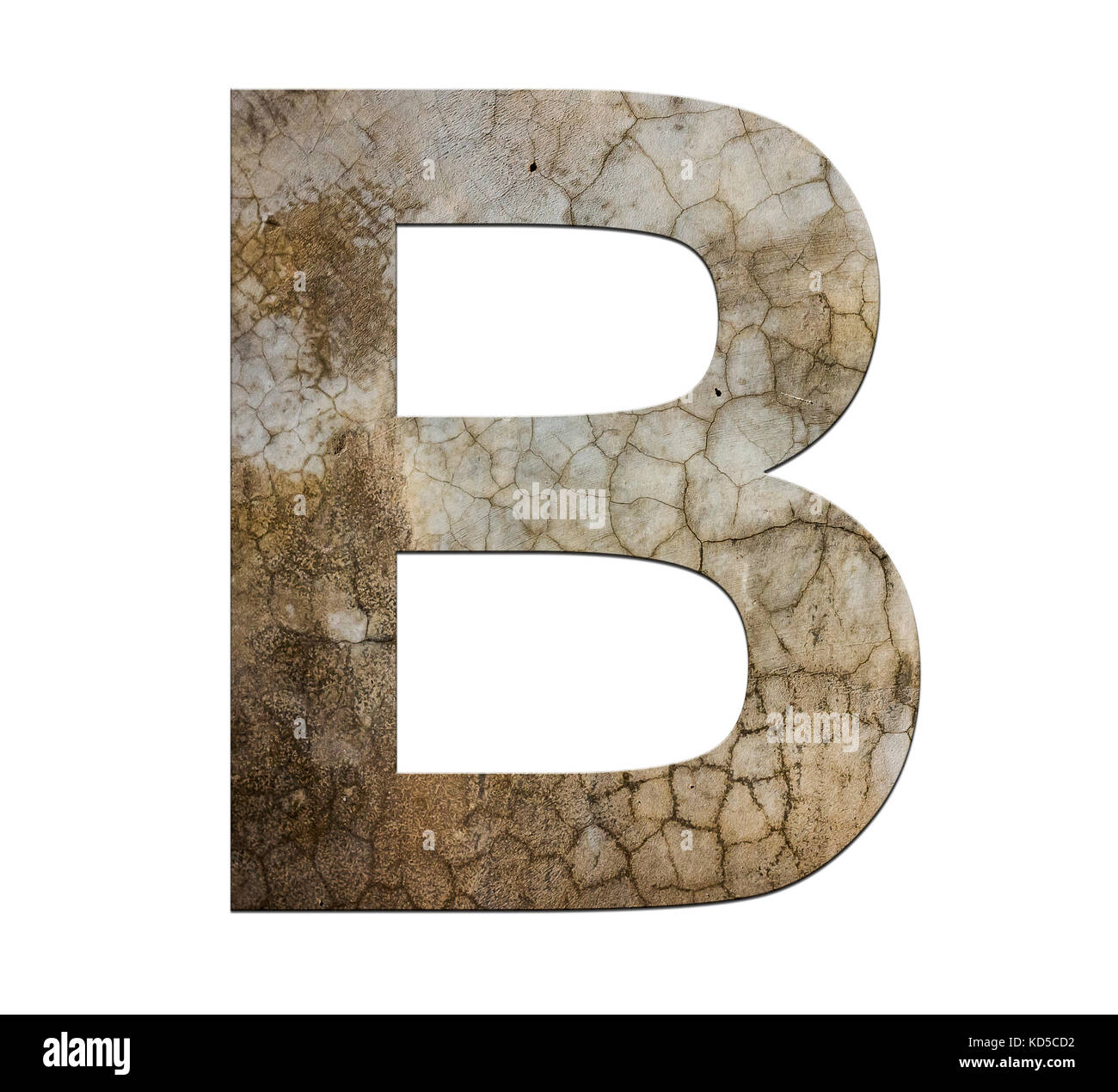 b letter cracked cement texture isolate Stock Photo - Alamy