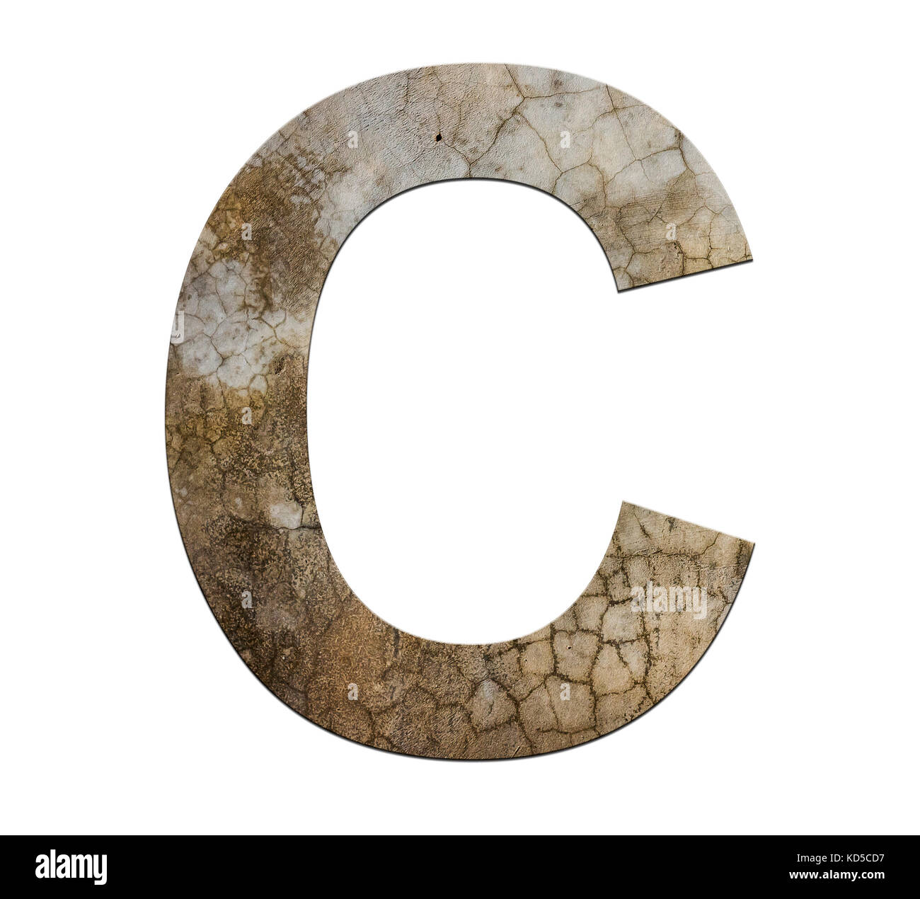 c letter cracked cement texture isolate Stock Photo - Alamy