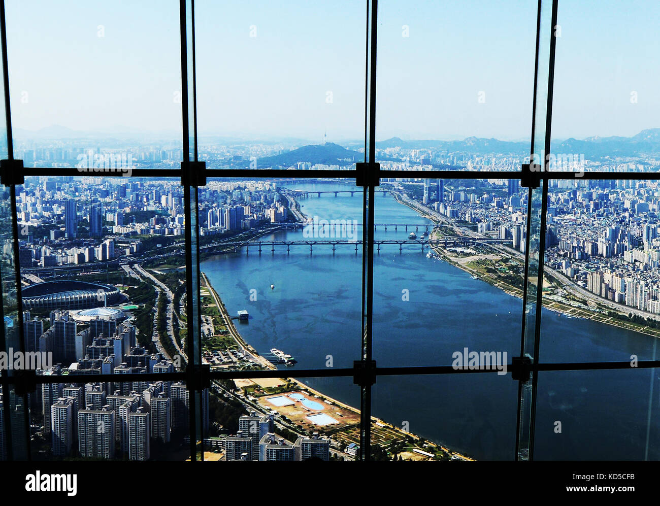 Views of Seoul as seen from the top of the Lotte world tower Stock ...