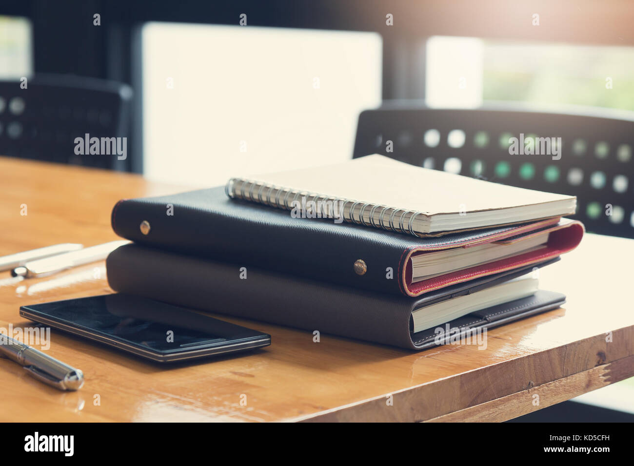 Business and finance concept of office working, Closeup stack of ...