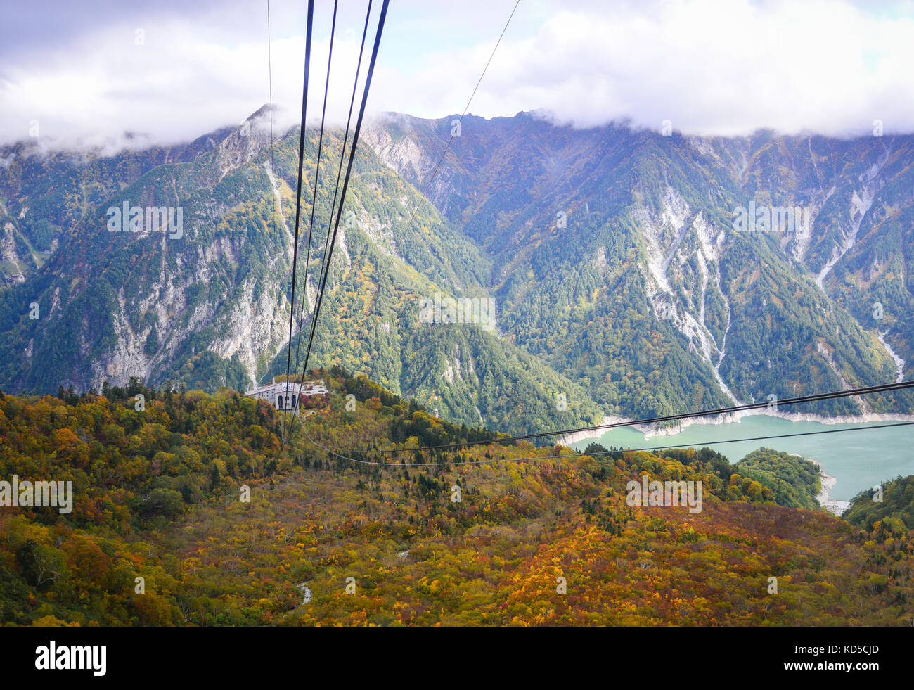Mt. Tate with cable system at autumn in Toyama, Japan. Mt. Tate ...