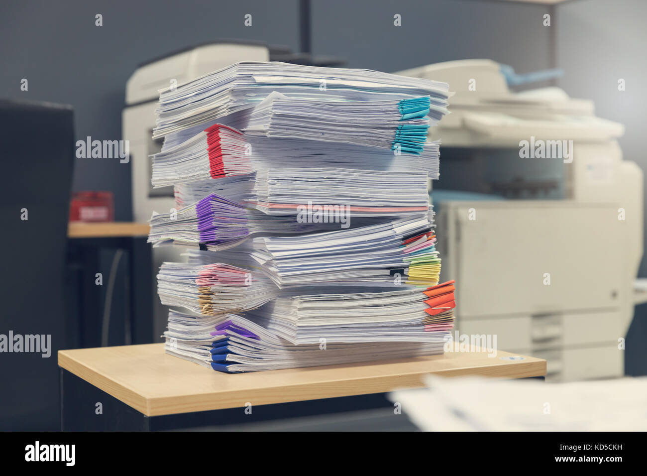 Business and finance concept of office working, Pile of unfinished ...