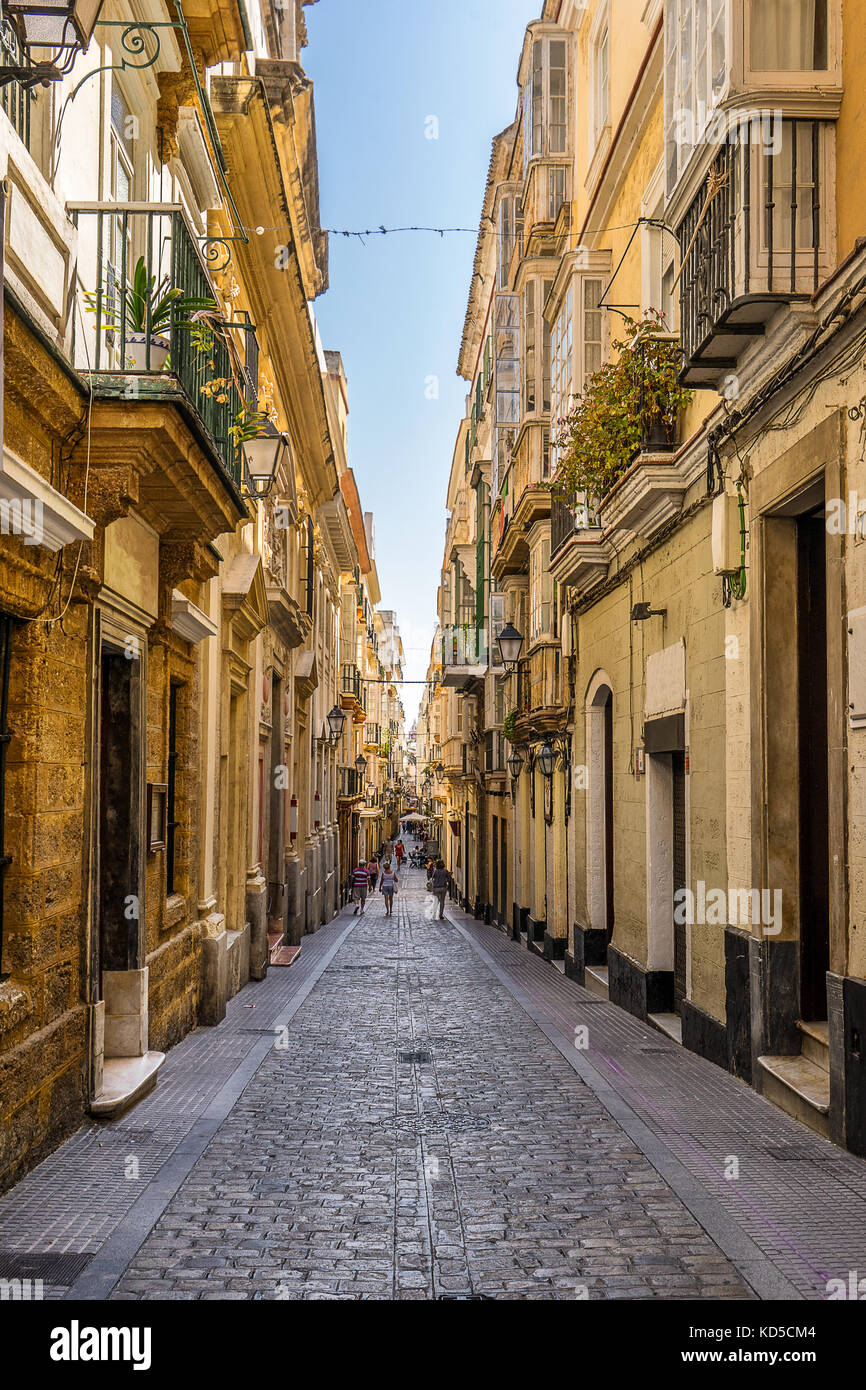 Colorful street in the Spanish city of Cadiz Stock Photo - Alamy
