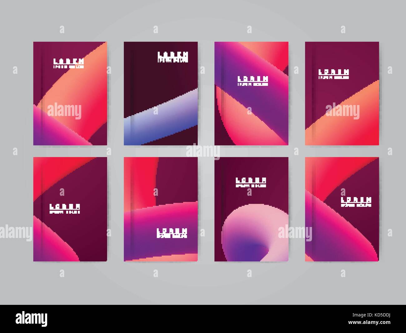 Set of Colorful Trendy 3D Wavy Lines Flyer Vector Template Background ...