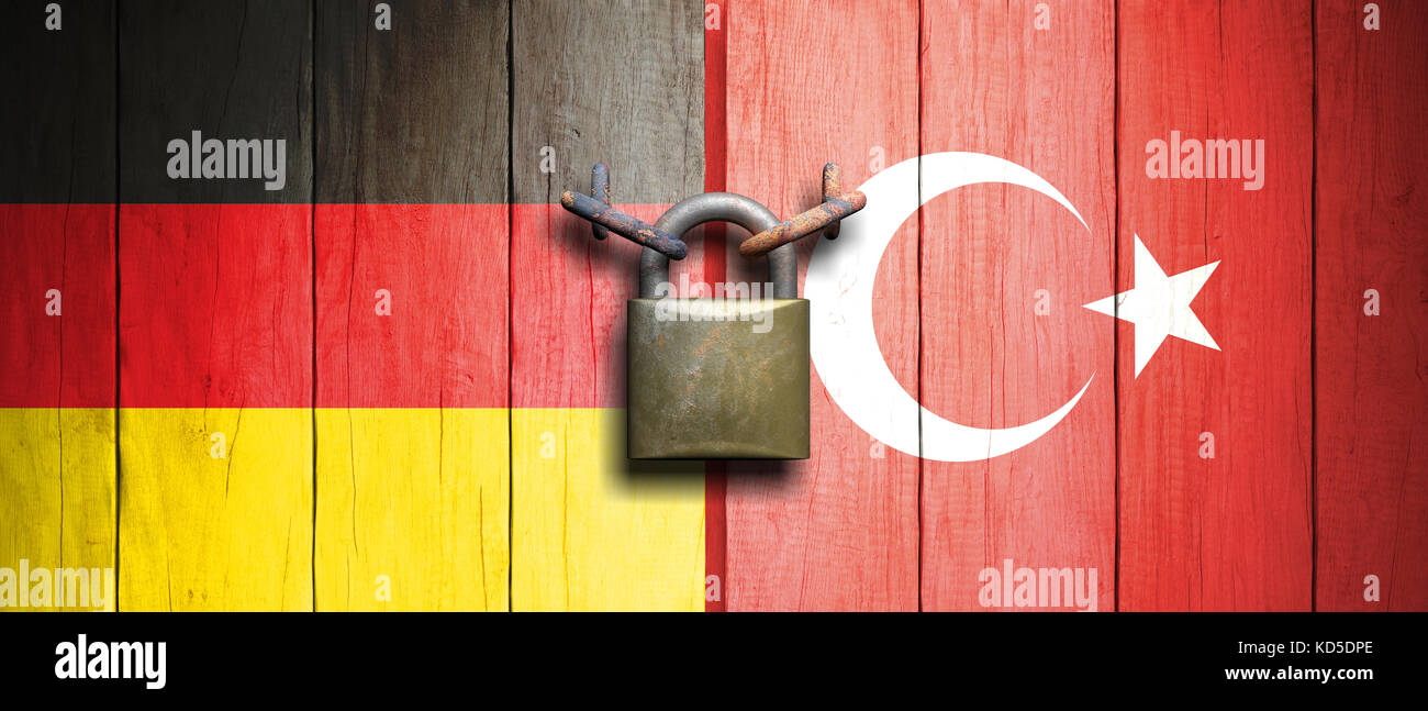 Turkey and Germany relations.Turkey and Germany flags on wooden door ...