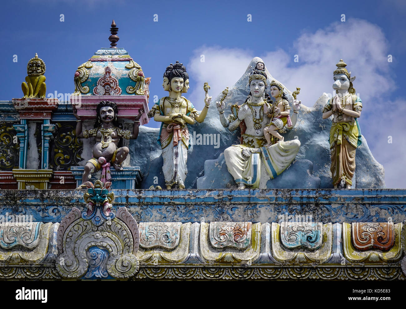 God statue for decoration at an ancient Hindu temple in Mauritius ...