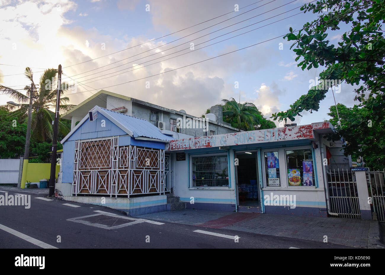 Grand Baie, Mauritius - Jan 11, 2017. Rural houses at Grand Baie in ...