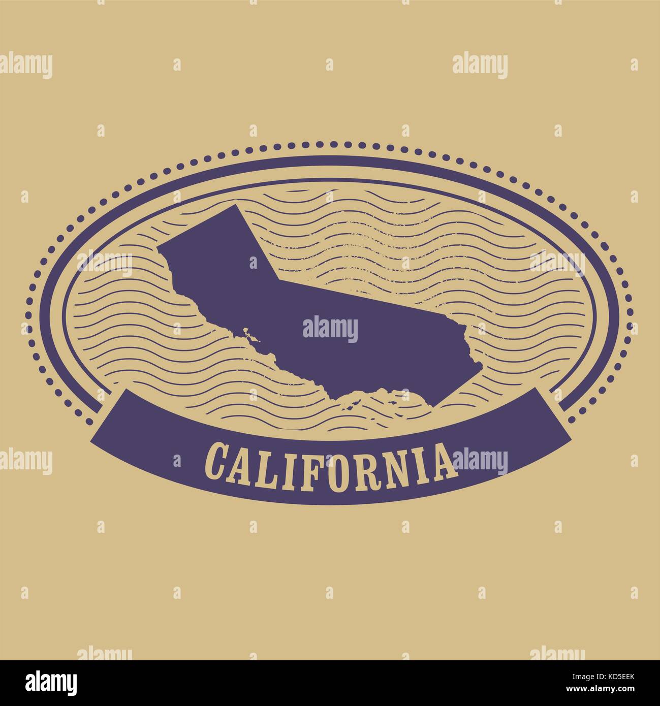 Oval stamp with California silhouette - CA state label Stock Vector ...