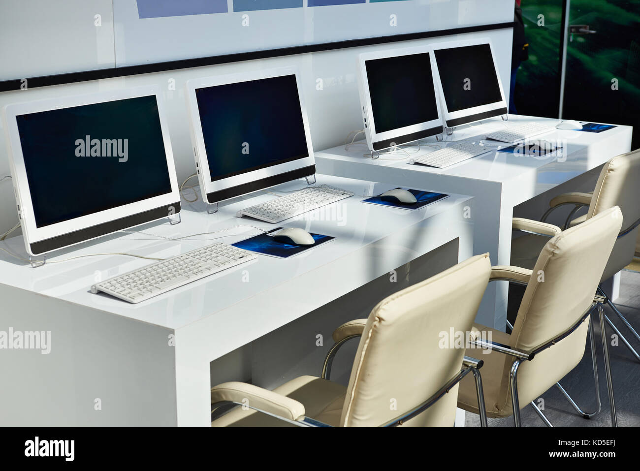 Modern workplaces with computers for company employees Stock Photo - Alamy