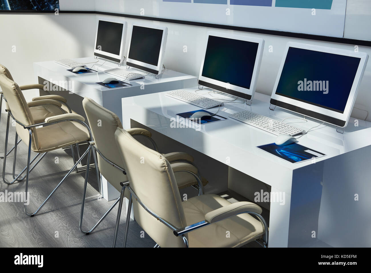 Modern workplaces with computers for company employees Stock Photo - Alamy